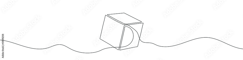 Continuous line drawing of cube icon. Cube linear icon. One line ...