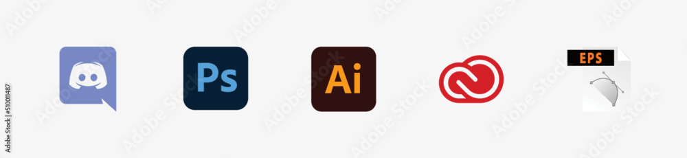 Adobe Creative Cloud logo, Adobe Illustrator CC logo, Discord logo ...