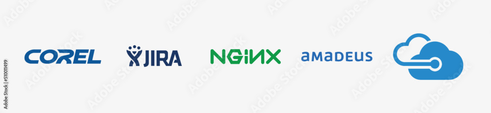 Microsoft Azure logo, Nginx logo, Amadeus logo, Corel logo, JIRA logo ...