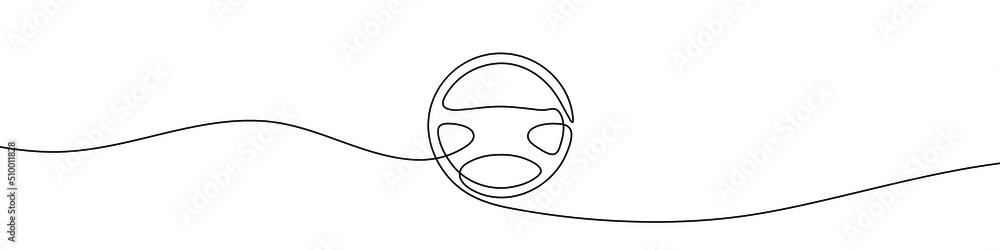 Continuous line drawing of car wheel icon. One line icon of wheel. One ...