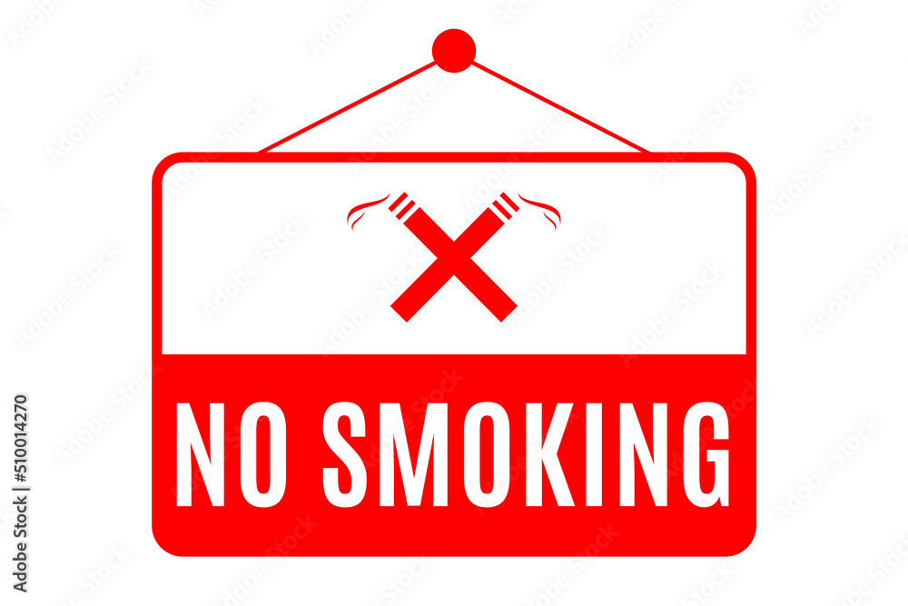 No Smoking sign in red & white color using a cigarette symbol in a ...