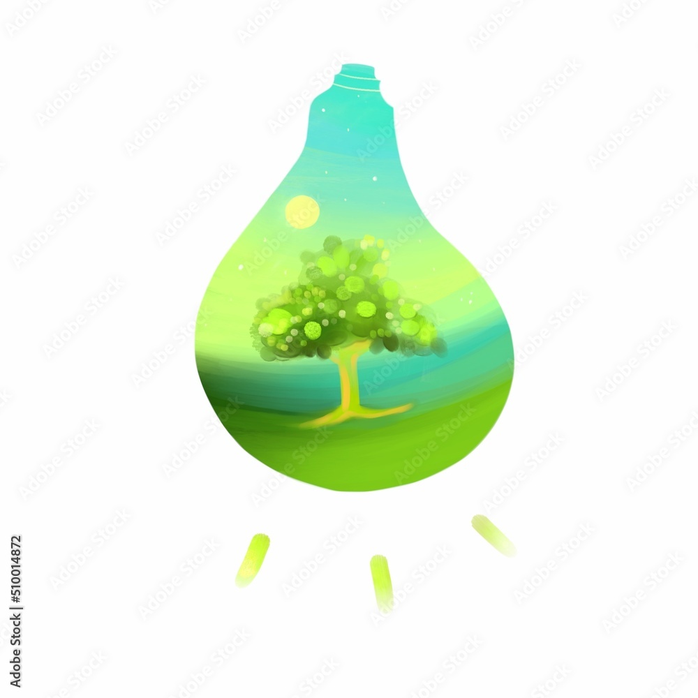 Ecological concept. Renewable energy sources. Development of green ...