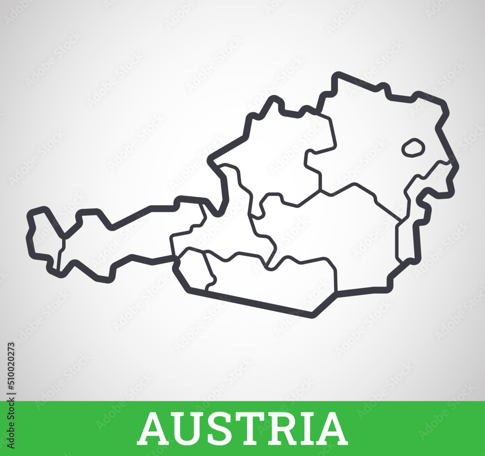 Simple outline map of Austria with states. Vector graphic illustration ...