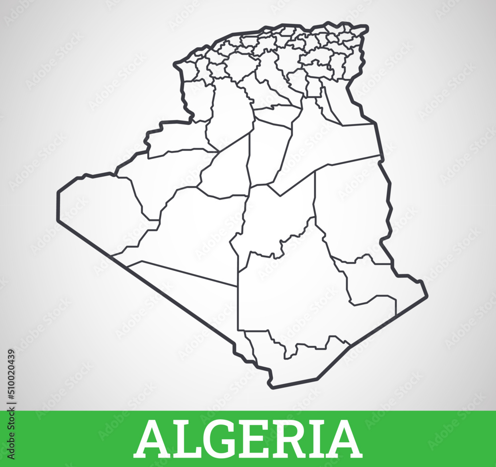 Simple outline map of Algeria. Vector graphic illustration. Stock ...