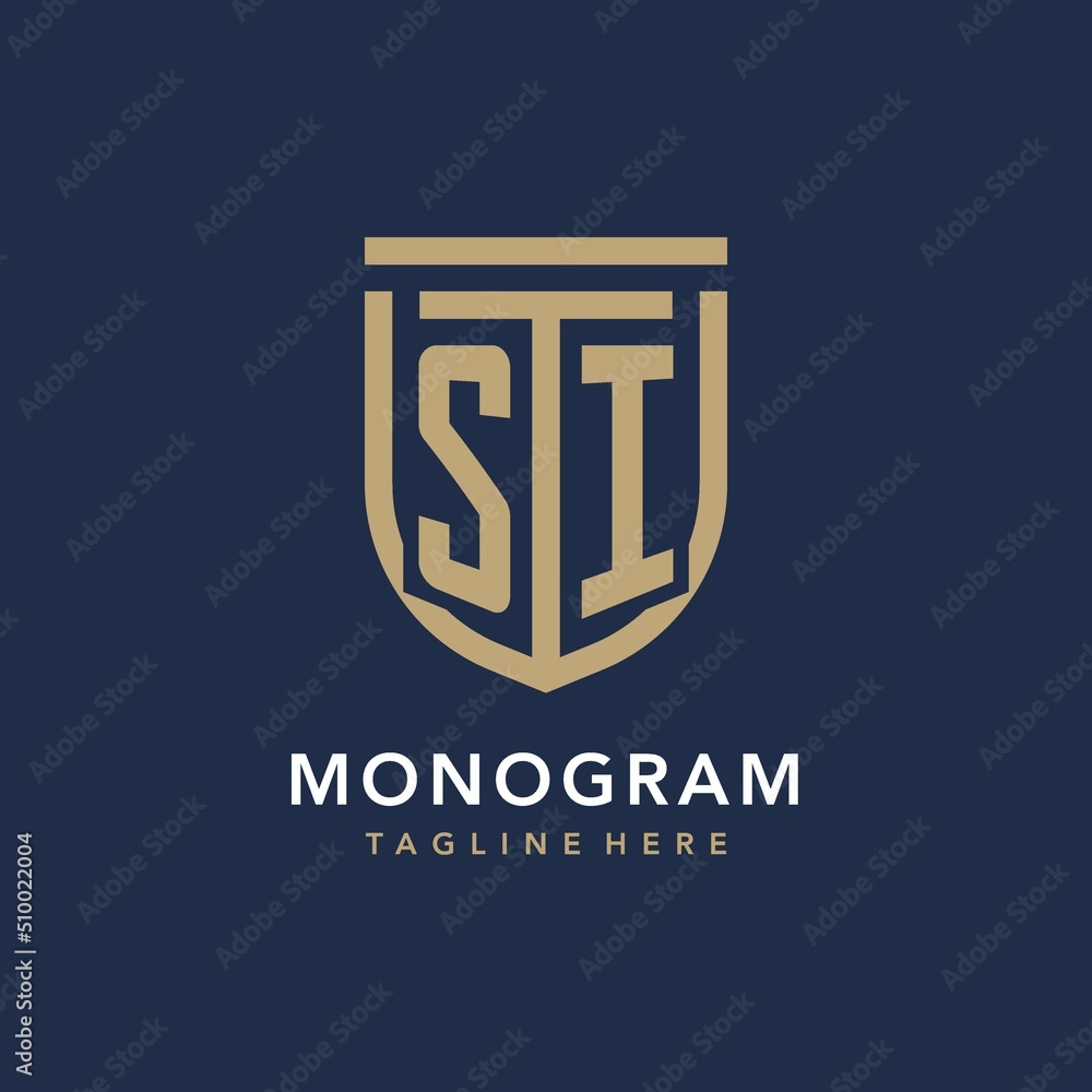Letter SI shield logo style, luxury and elegant monogram logo design ...