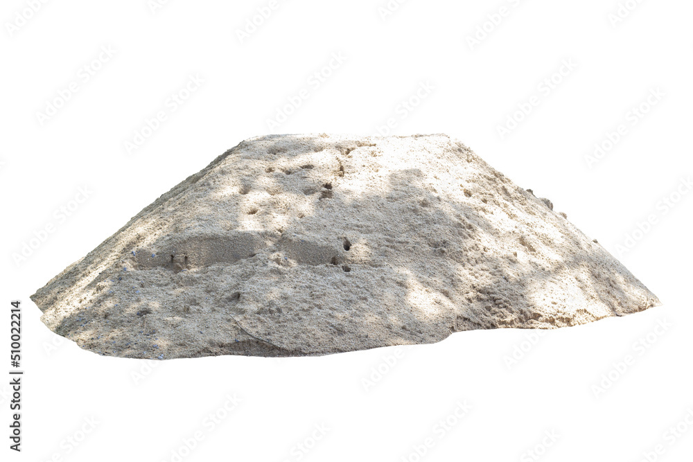 Pile of sand in construction site isolated on white background included ...
