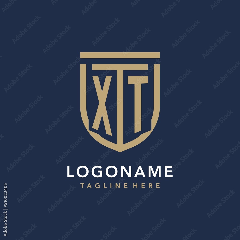 Letter XT shield logo style, luxury and elegant monogram logo design ...