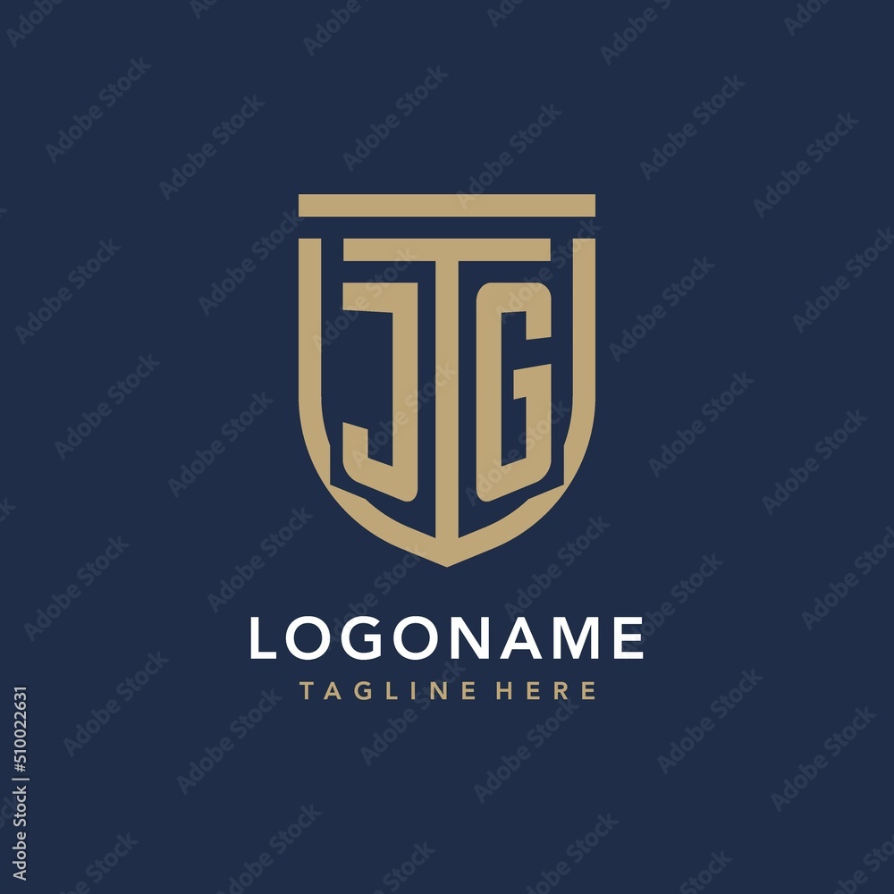 Letter JG shield logo style, luxury and elegant monogram logo design ...