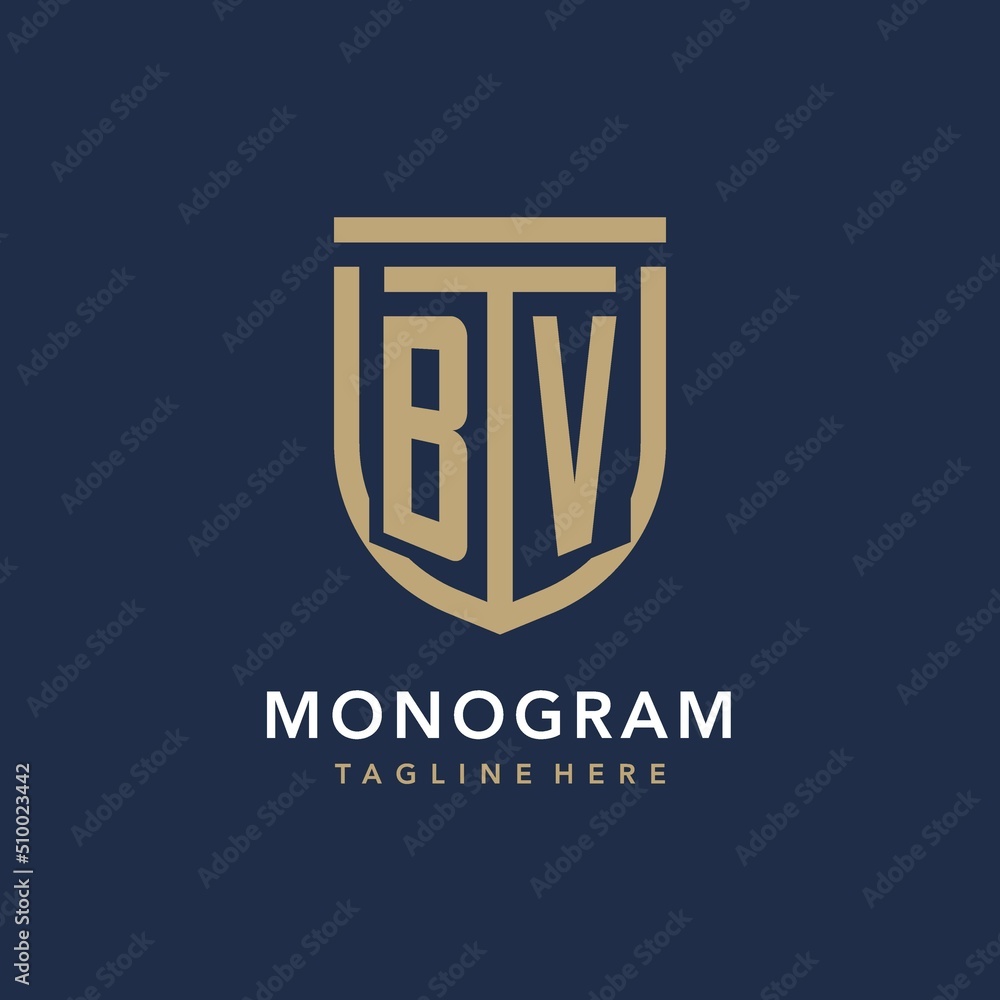 Letter BV shield logo style, luxury and elegant monogram logo design ...