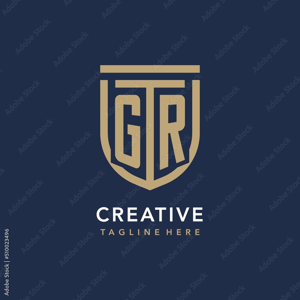 Letter GR shield logo style, luxury and elegant monogram logo design ...