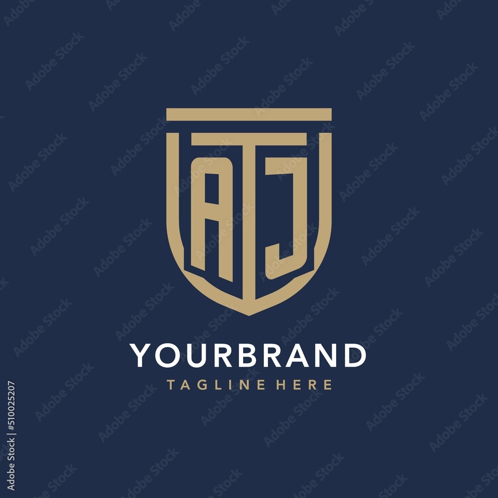Letter AJ shield logo style, luxury and elegant monogram logo design ...