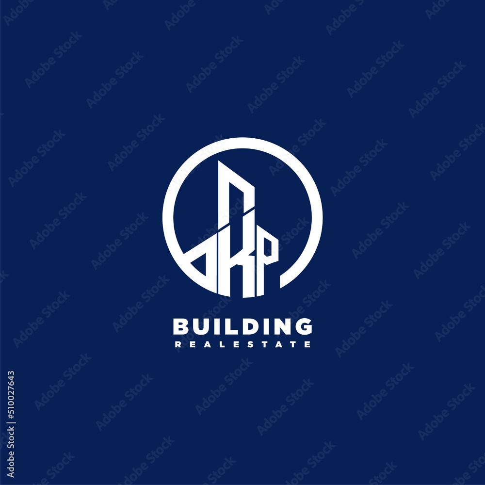 KP initial monogram building logo for real estate with creative circle ...