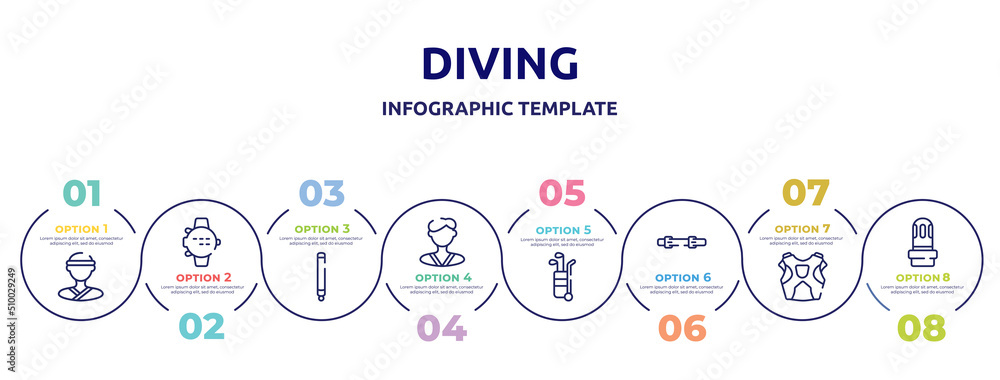 diving concept infographic design template. included judoka, dive ...
