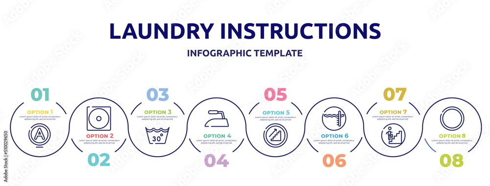 laundry instructions concept infographic design template. included null ...
