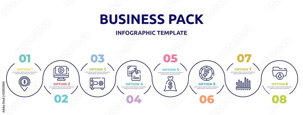 business pack concept infographic design template. included dollar spot ...