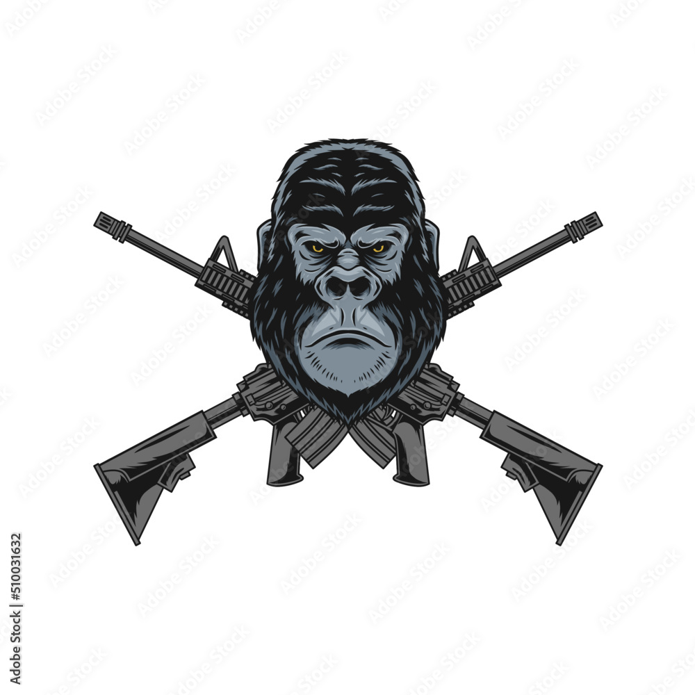 Gorilla and assault rifle illustration Stock Vector | Adobe Stock