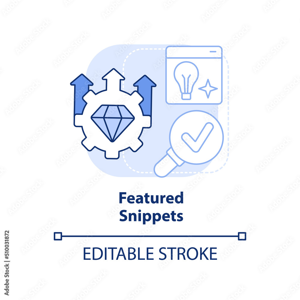 Featured snippets light blue concept icon. Quick query answer. Advanced ...