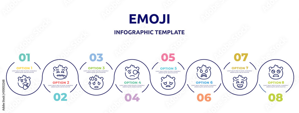 Vetor de emoji concept infographic design template. included curious ...