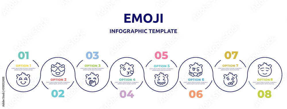 emoji concept infographic design template. included blushing emoji, in ...