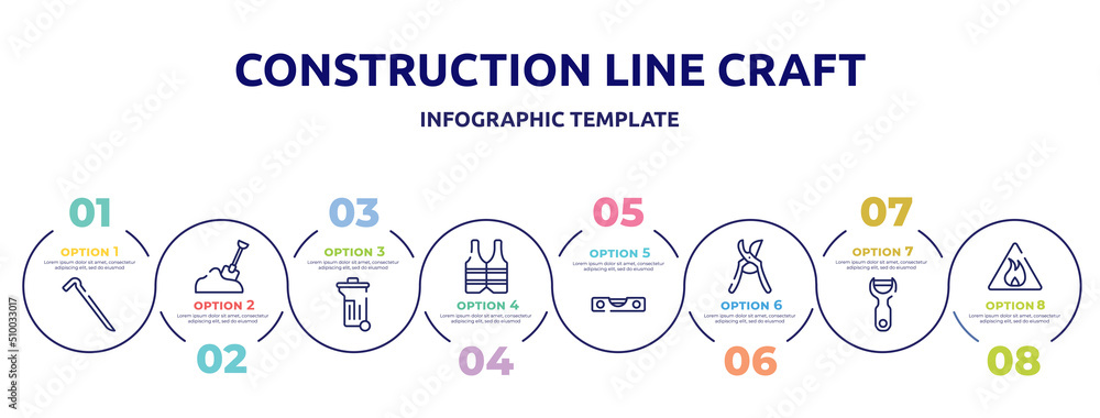 construction line craft concept infographic design template. included ...