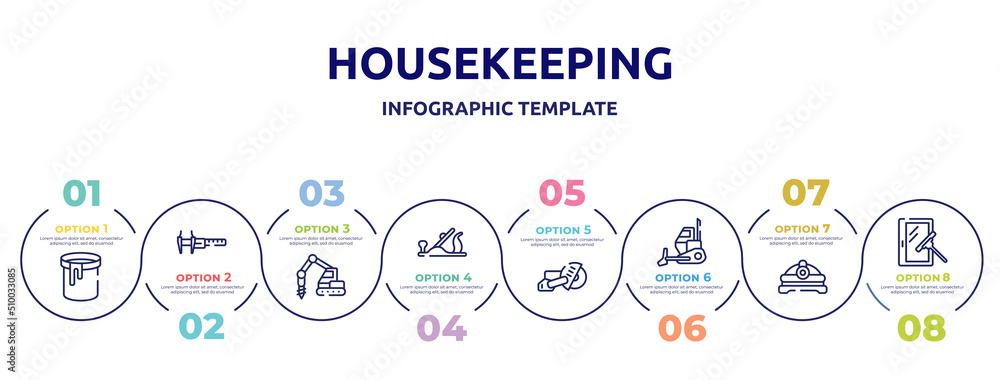 housekeeping concept infographic design template. included paint can ...