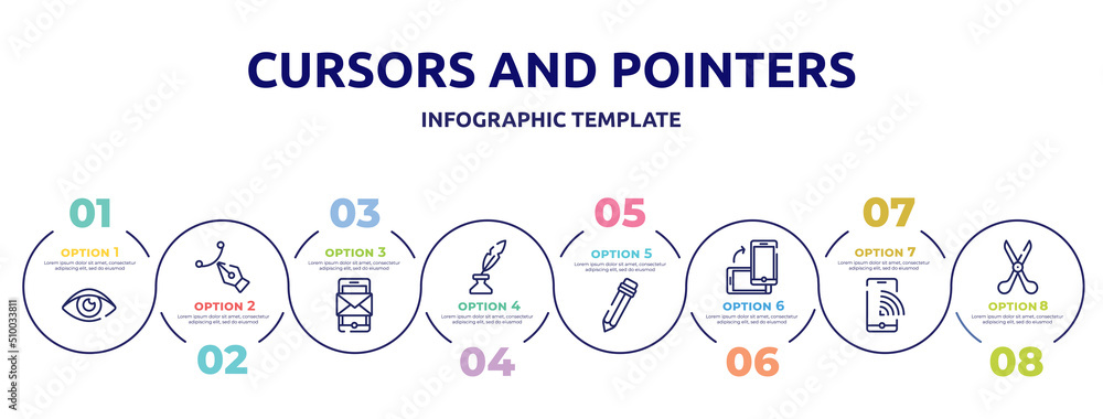 cursors and pointers concept infographic design template. included eye ...