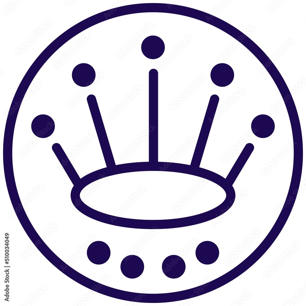 Elite icon. A simple outline sign of an abstract crown inside a circle ...