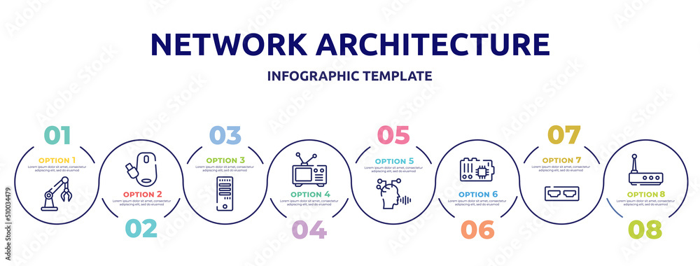 network architecture concept infographic design template. included ...