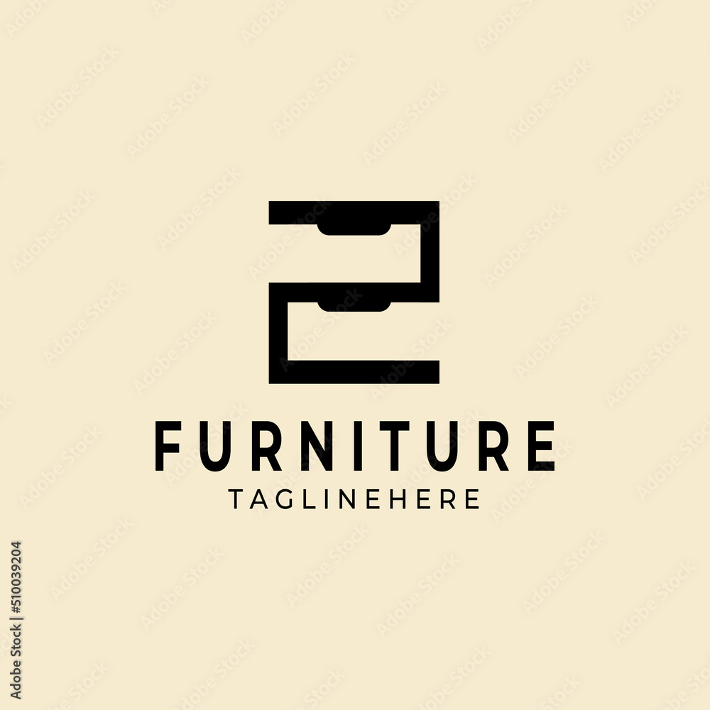 drawer logo vector furniture interior illustration design Stock Vector ...