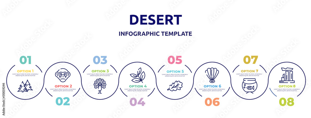 desert concept infographic design template. included spruce, chimpanzee ...