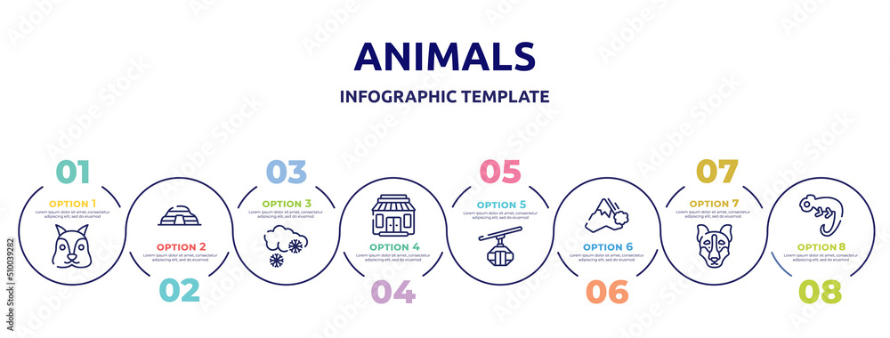animals concept infographic design template. included squirrel, cradle ...