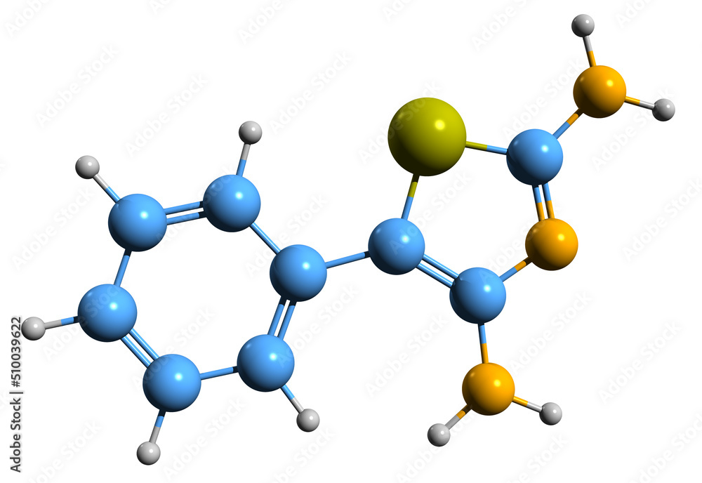 3D image of Amiphenazole skeletal formula - molecular chemical ...