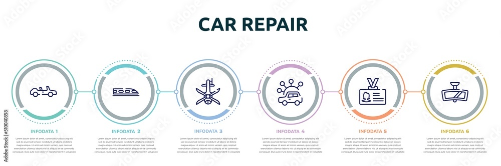 car repair concept infographic design template. included convertible ...