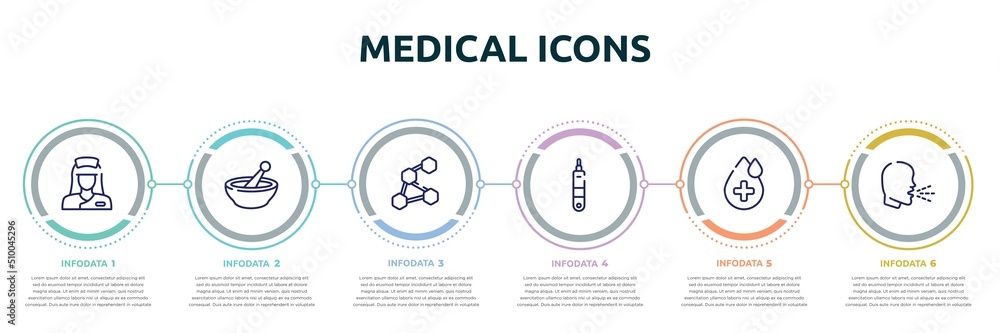 medical icons concept infographic design template. included nurse ...