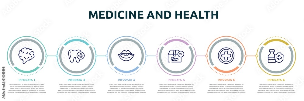 medicine and health concept infographic design template. included brain ...