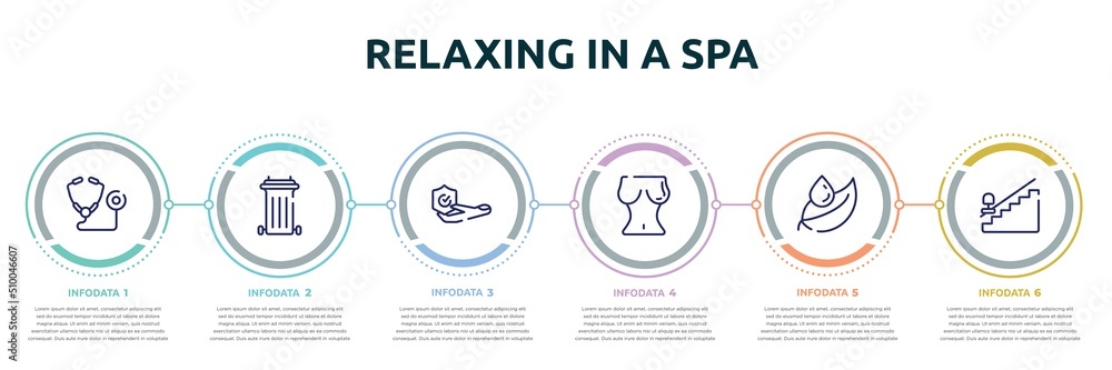 relaxing in a spa concept infographic design template. included medical ...
