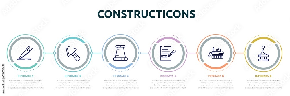 constructicons concept infographic design template. included wood saw ...