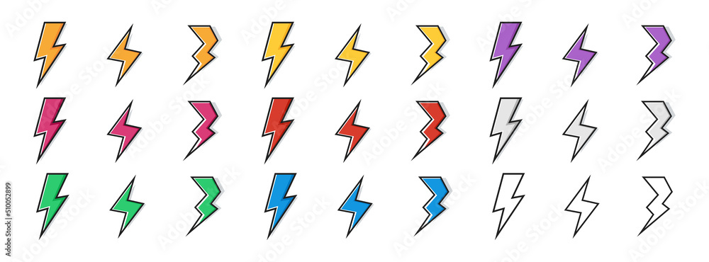 Vetor de Thunderbolt lightning. Lightning bolt icons. Lighting flash ...