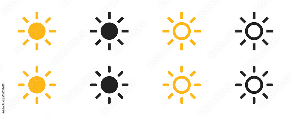 Set of sun icon. Vector illustration. Best simple sun icon. Sun symbol ...