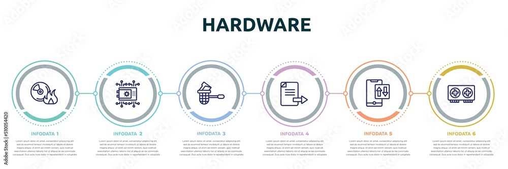 Vetor de hardware concept infographic design template. included burn cd ...