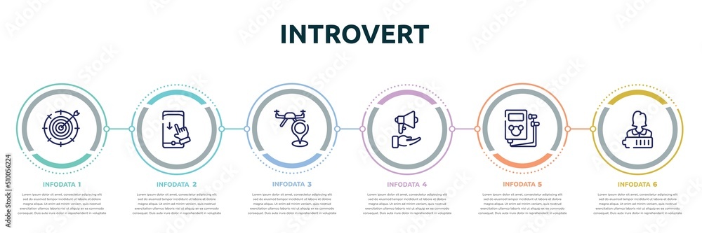 introvert concept infographic design template. included taget, swipe ...