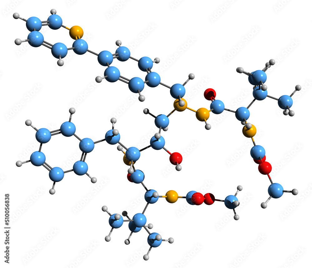 3D image of Atazanavir skeletal formula - molecular chemical structure ...