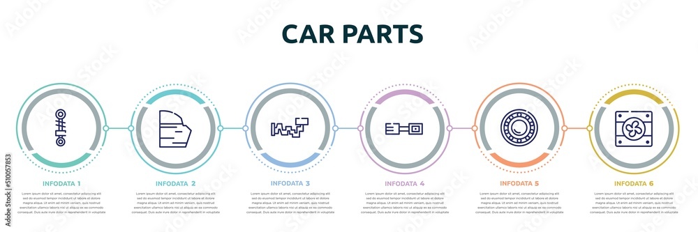 car parts concept infographic design template. included car suspension ...