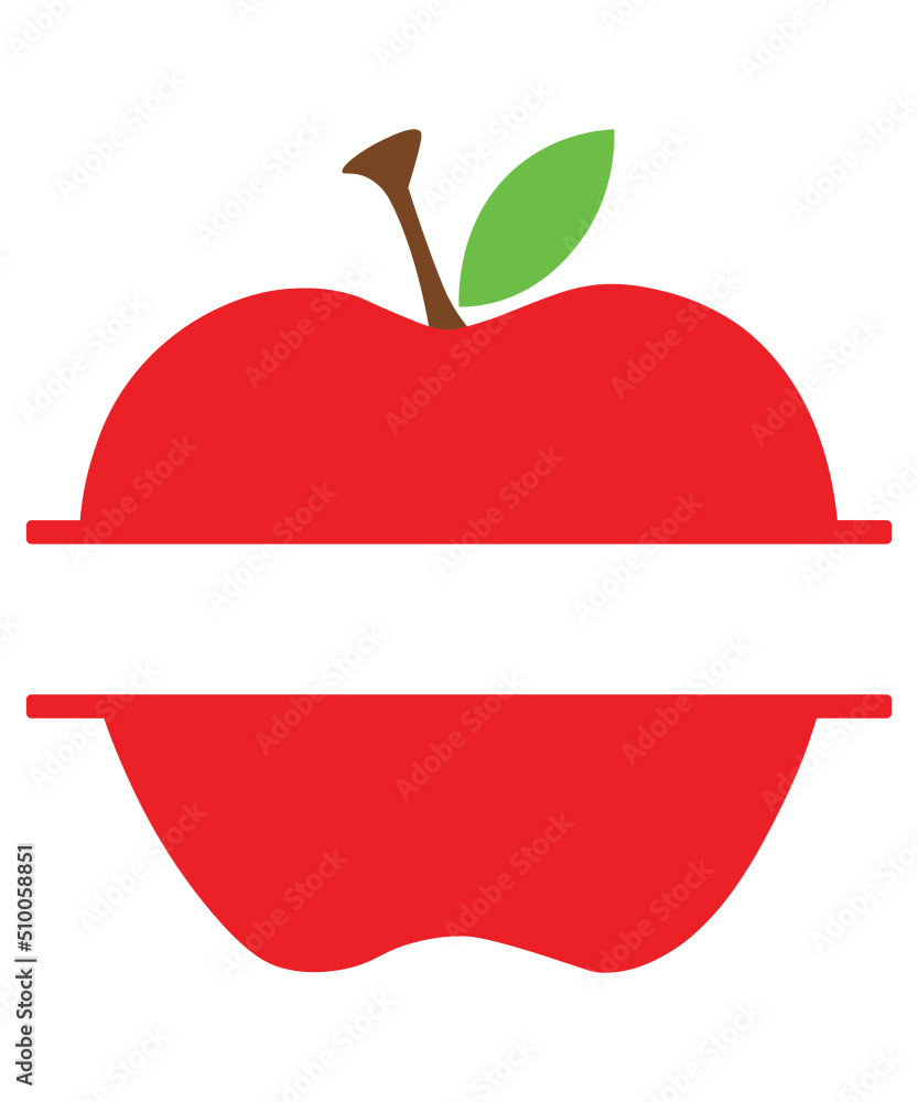 apple Split Monogram Svg, apple svg, teacher svg, school svg, apple ...