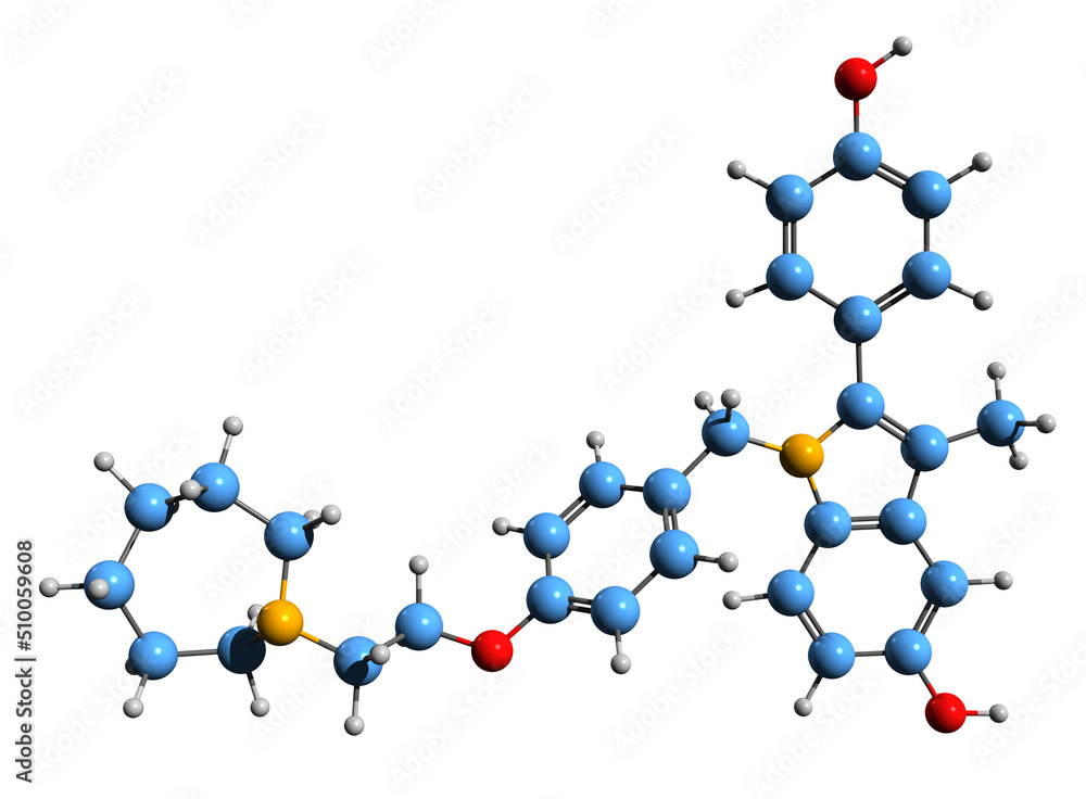 3D image of Bazedoxifene skeletal formula - molecular chemical ...