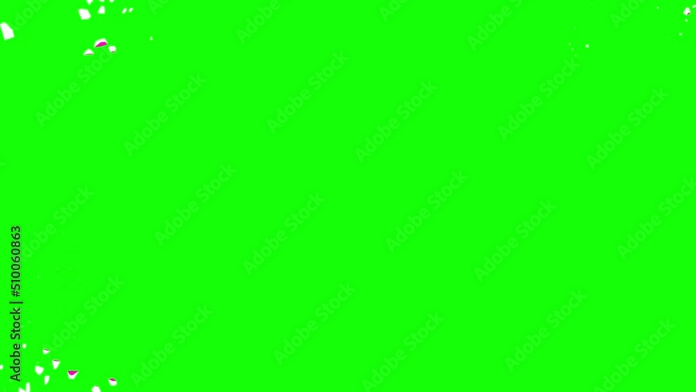 Pink and white cartoon wall surface cracks, breaks and falls into a ...