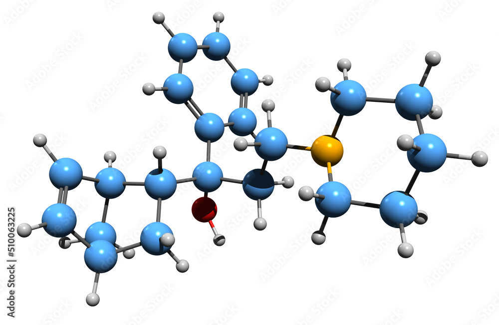 ภาพประกอบสต็อก 3D image of Biperiden skeletal formula - molecular ...
