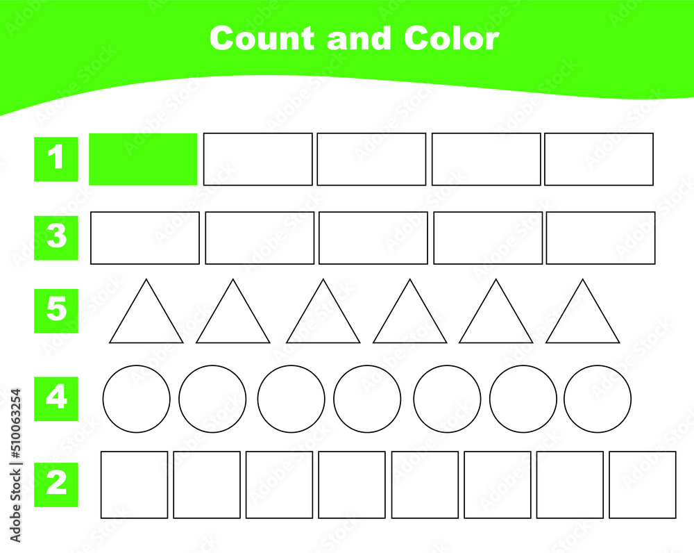 Count and Color worksheet for children. Educational printable about ...