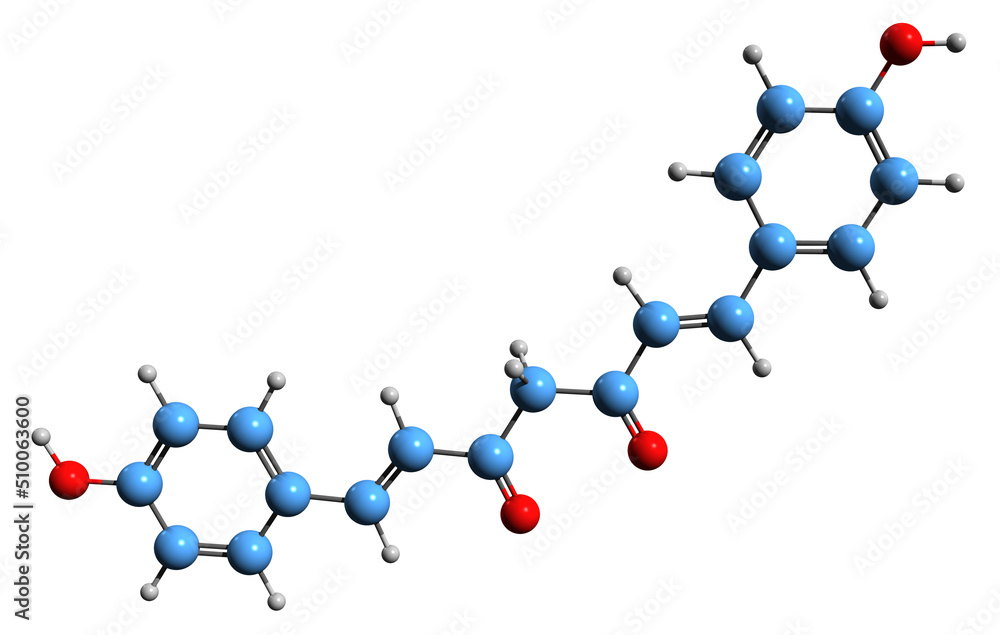 3D image of Bisdemethoxycurcumin skeletal formula - molecular chemical ...