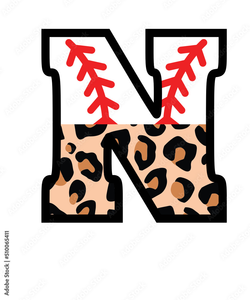 baseball Font SVG png, half leopard baseball font letters alphabet and ...